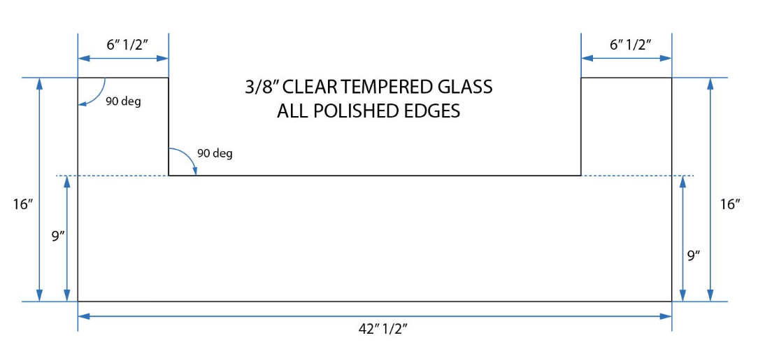 Custom Cut Tempered Glass 3/8" Thick