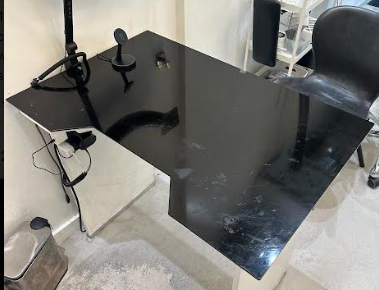 Custom-Cut Table Top Black Glass